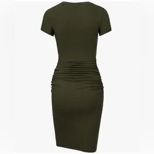 Laughido | Dresses | New Womens Ruched Casual Short Sleeve Knee Length ...